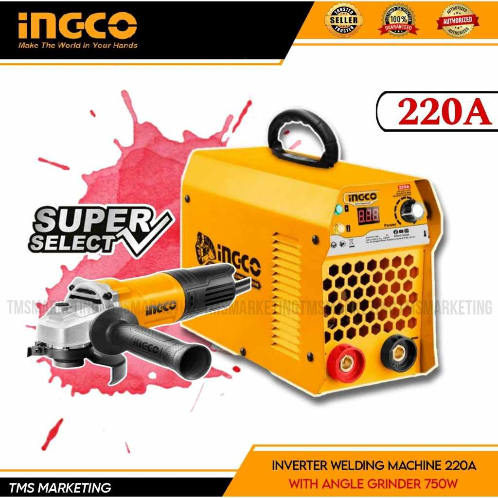 INGCO Welding 220A ING-MMA2203PL with FREE Angle Grinder 750w AG70012 ...