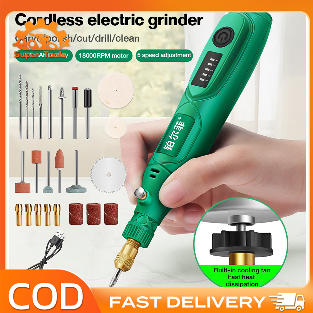 Cordless Mini Electric Drill Set 12V DC Power Tools for Milling Cutting Polishing | Shopee ...
