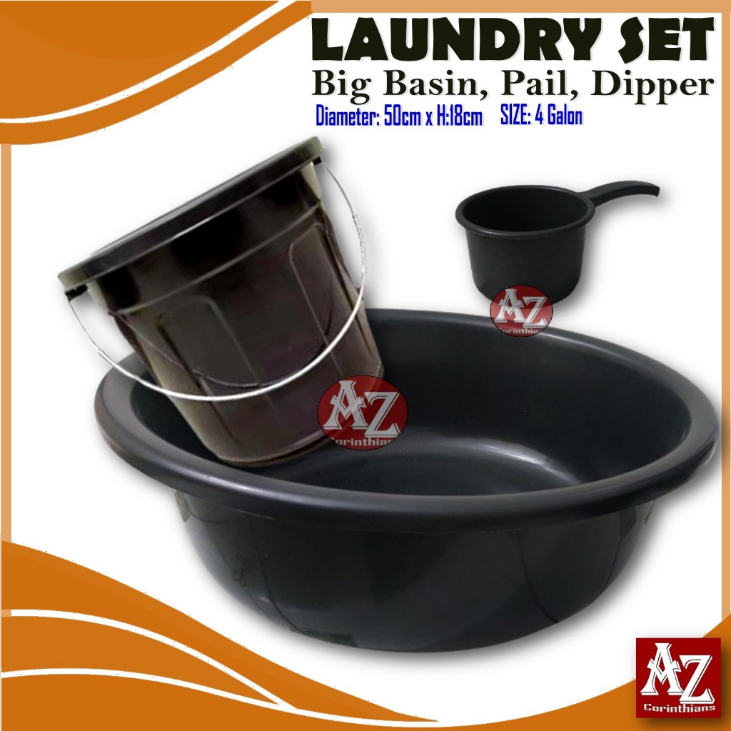 BIG Basin Plastic Laundry Set,Pail, Dipper, Black Set | Shopee Philippines
