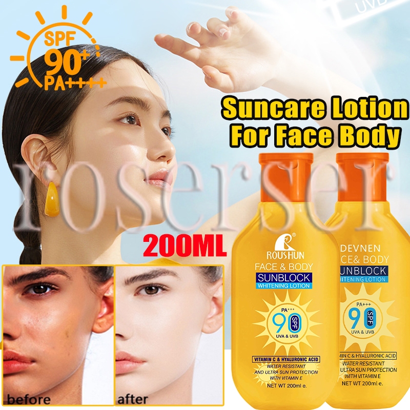 DEVNEN 200G Sunscreen SPF90+ Sunblock Long Lasting Waterproof Suncare Whitening Cream For Face ...