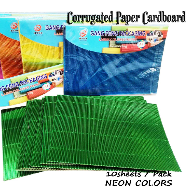 10 Sheets Corrugated Paper Metallic colored cardboard A4 children's ...