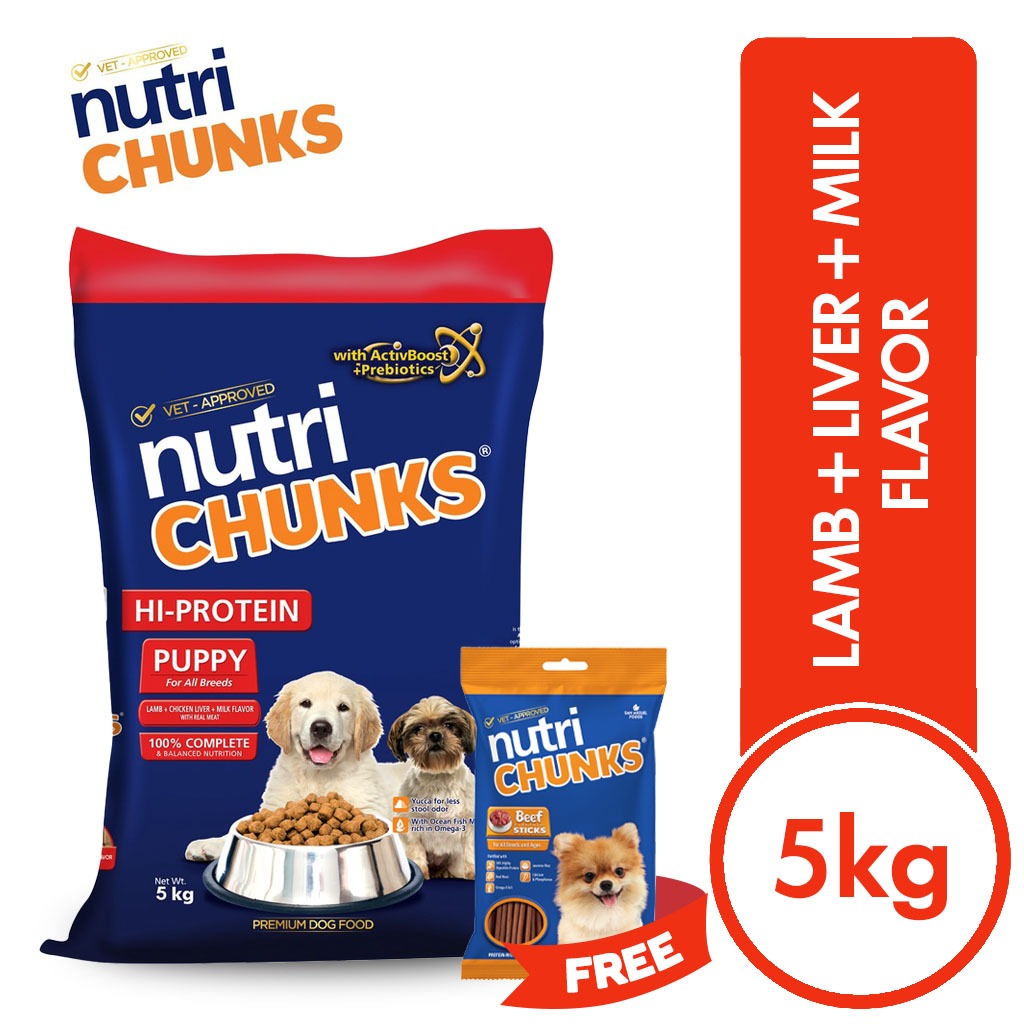 Nutri Chunks Hi-Protein Puppy Lamb 5kg with free Nutri Chunks Beef ...