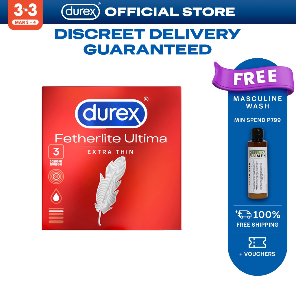 Durex Fetherlite Ultima Extra Thin Lubricated Condoms 3s | Shopee ...