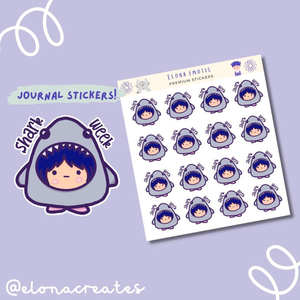 Shark Week Period Tracker Mood Activity Planner And Journal Stickers EC ...