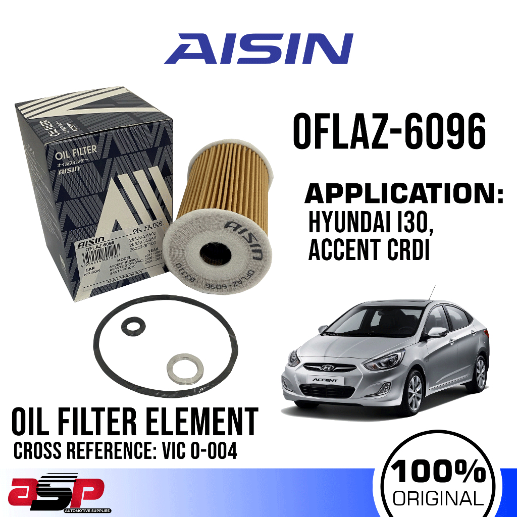 AISIN Oil Filter for Hyundai Accent Crdi - OFLAZ-6096 (VIC 0-004 ...