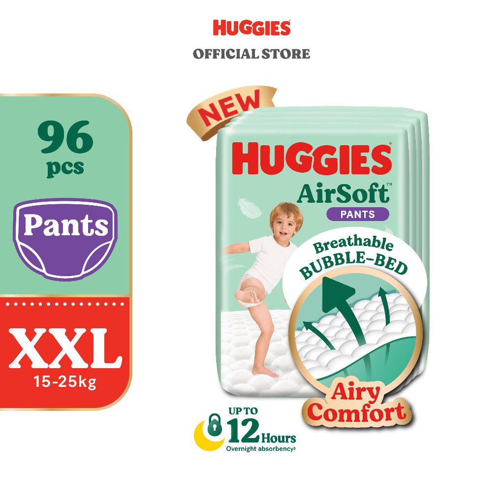 Huggies AirSoft Pants XXL - 24 pcs x 4 packs(96 pcs) | Shopee Philippines
