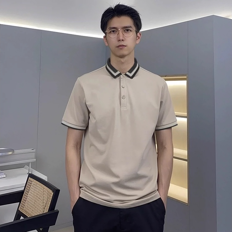 T548 Men Summer POLO embroidied honeycomb triple color All-match Casual Short Sleeve Polo for ...