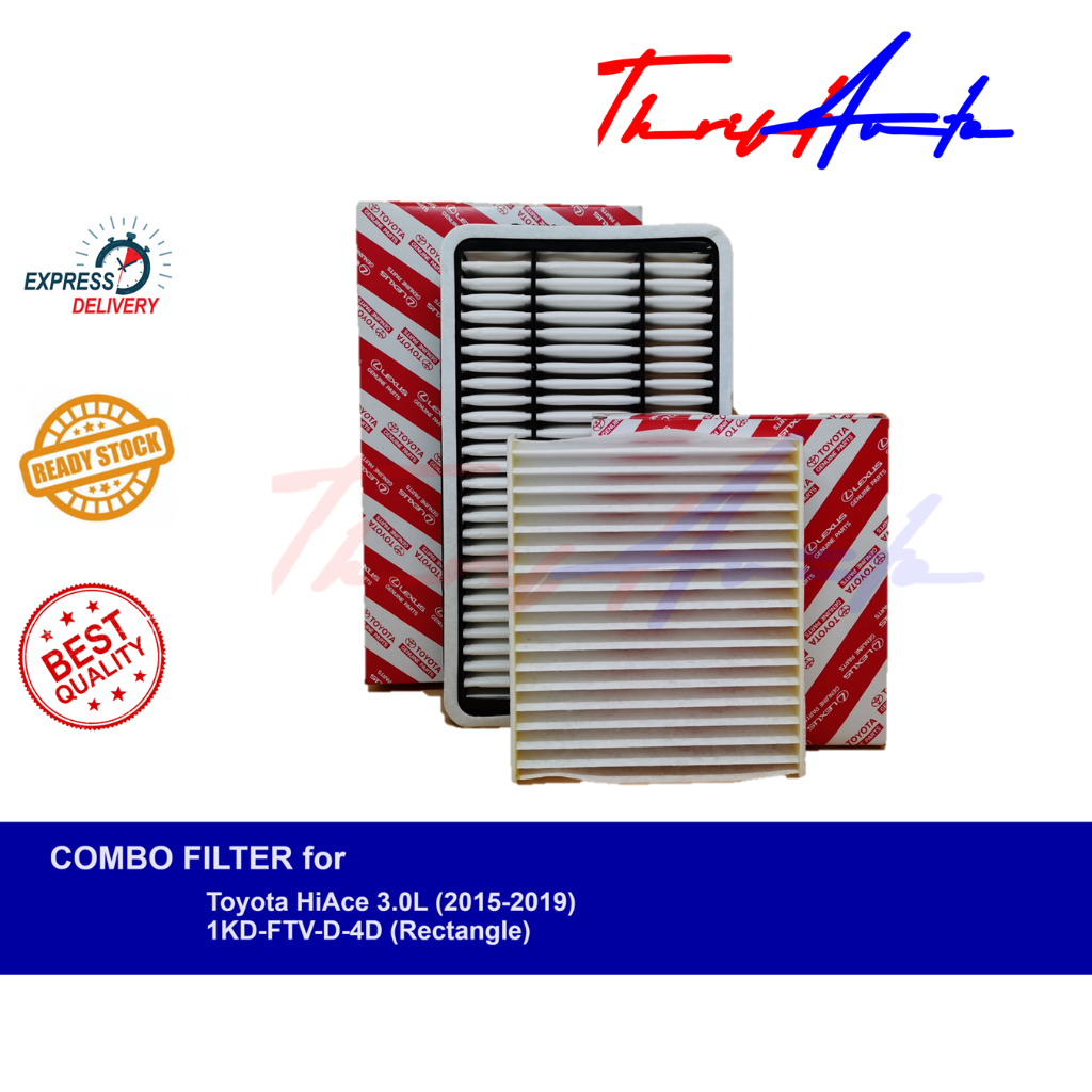 COMBO Filters (Aircon & Air) for Toyota Hiace 3.0L 2015 - 2019 1KD-FTV D-4D (Rectangle) | Shopee ...