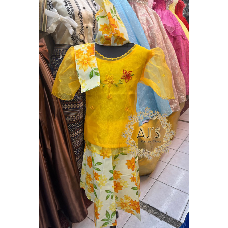 Kimona Organza Filipiniana w/ Patadyong Skirt Complete SET | Shopee ...