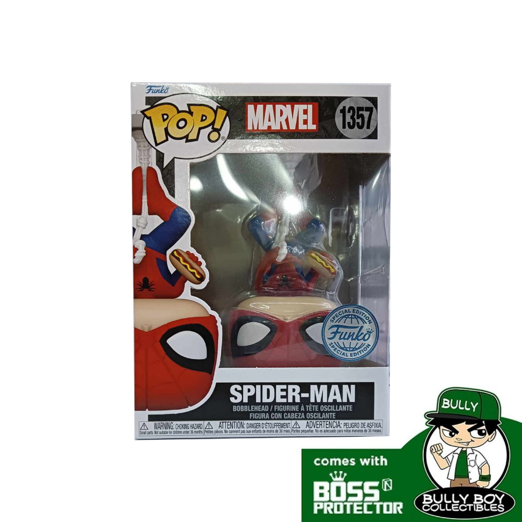 Funko POP! Marvel: Upside Down Spider-Man with Hotdog (FSE) 1357 With ...