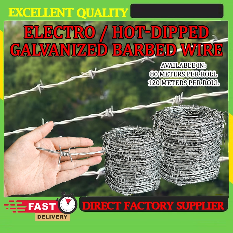 Hot-dipped/Electro Galvanized Barbed Wire Protect Fence Gate Security ...