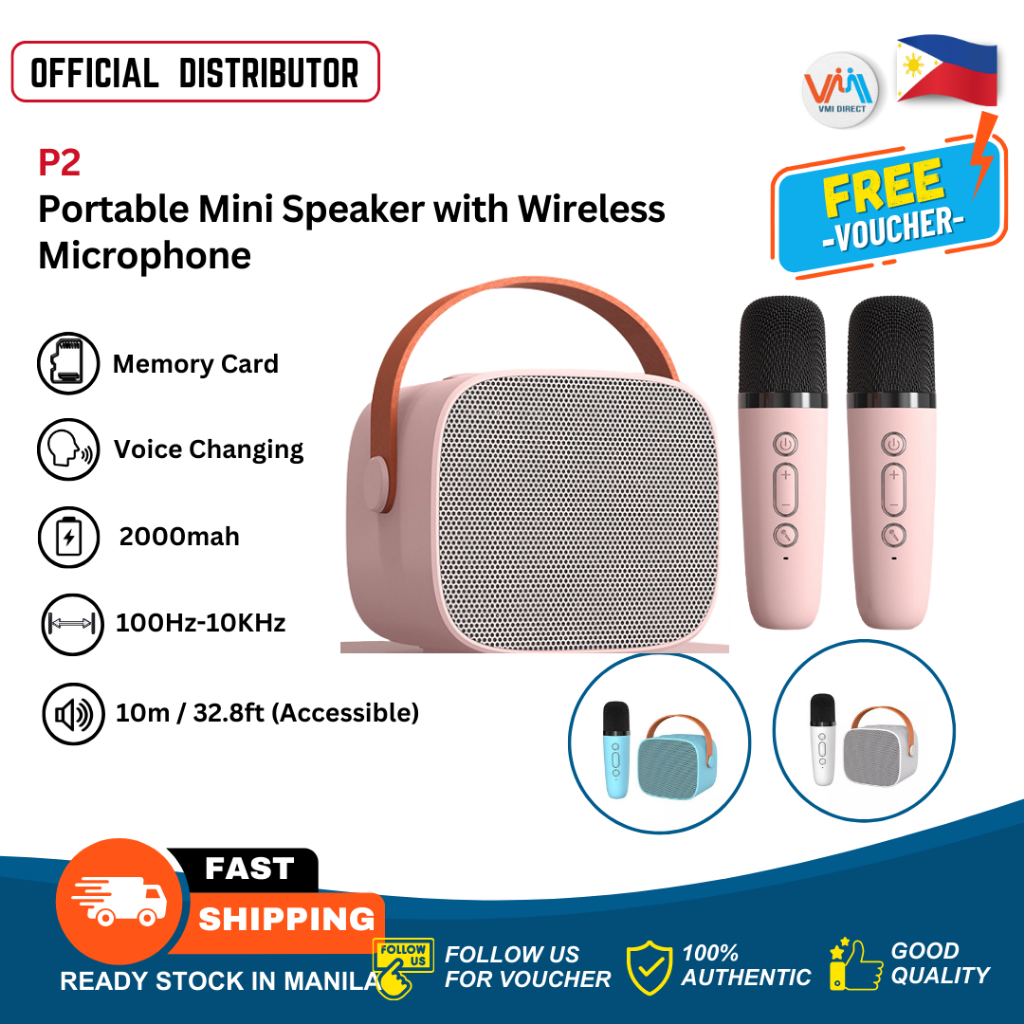 P2 Mini Bluetooth Speaker With Microphone Karaoke Set Wireless Single ...