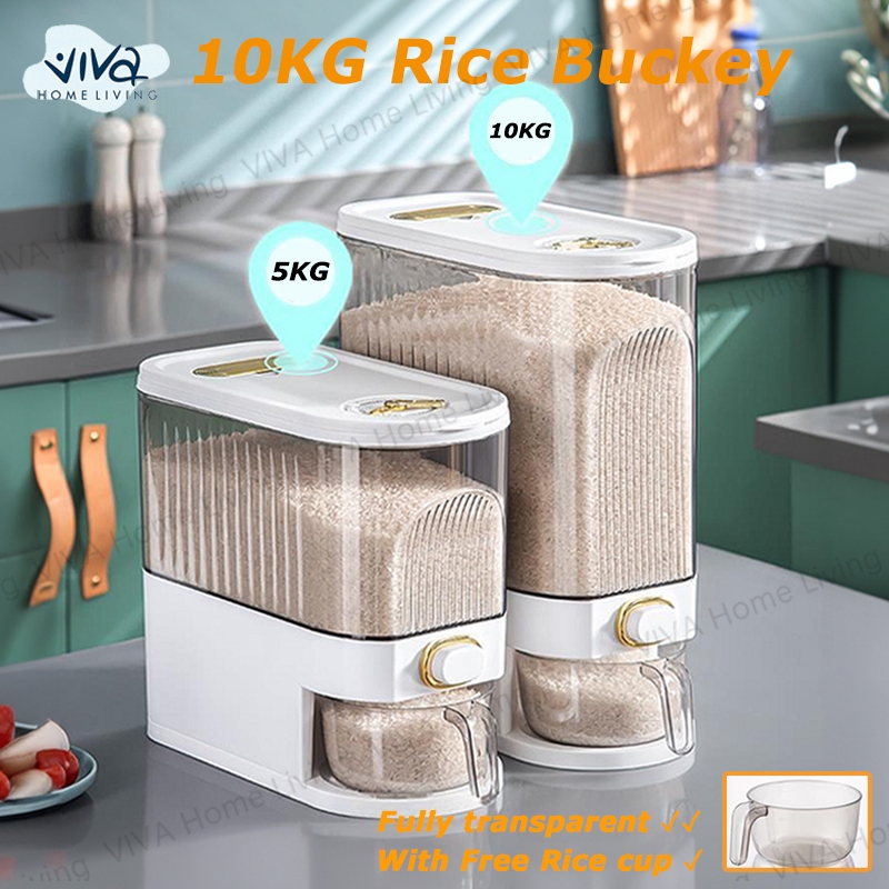10kg Rice Dispenser Rice storage box nano barrel insect-proof moisture ...