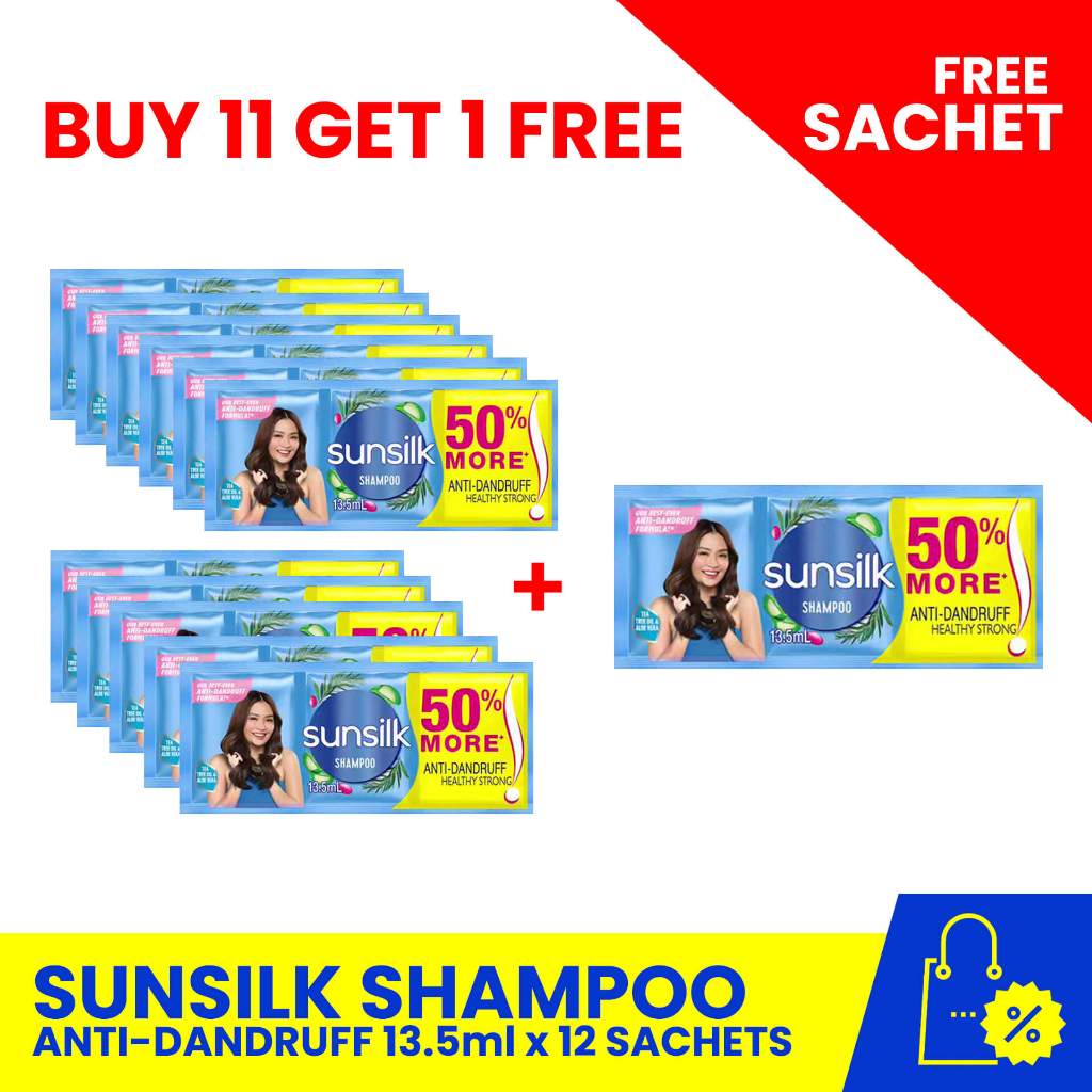 SUNSILK Shampoo Anti-Dandruff 13.5ml 11+1 sachets | Shopee Philippines