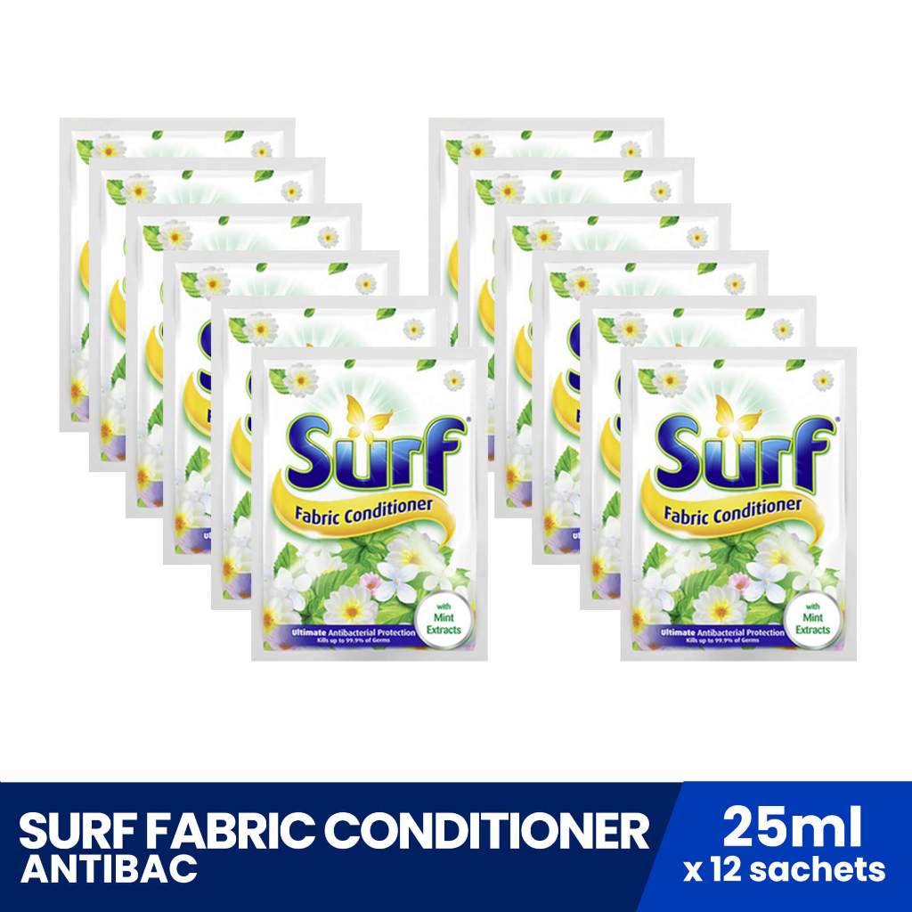 SURF Fabric Conditioner Antibac w/ Mint 25ml x 12 sachets | Shopee ...
