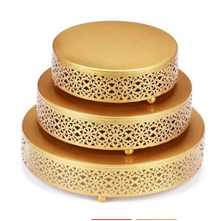 3PCS/Set Gold Dessert Tray Cake Stand Candy Display Plate for Wedding ...