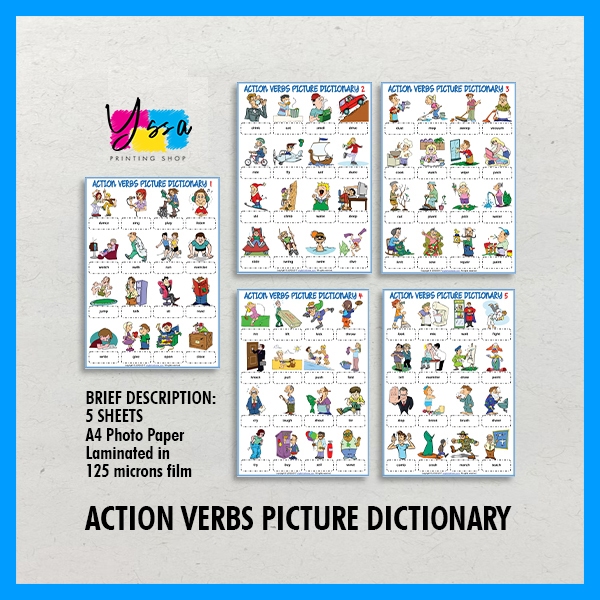 Action Verb Vocabulary I Picture Dictionary I Laminated | Shopee ...