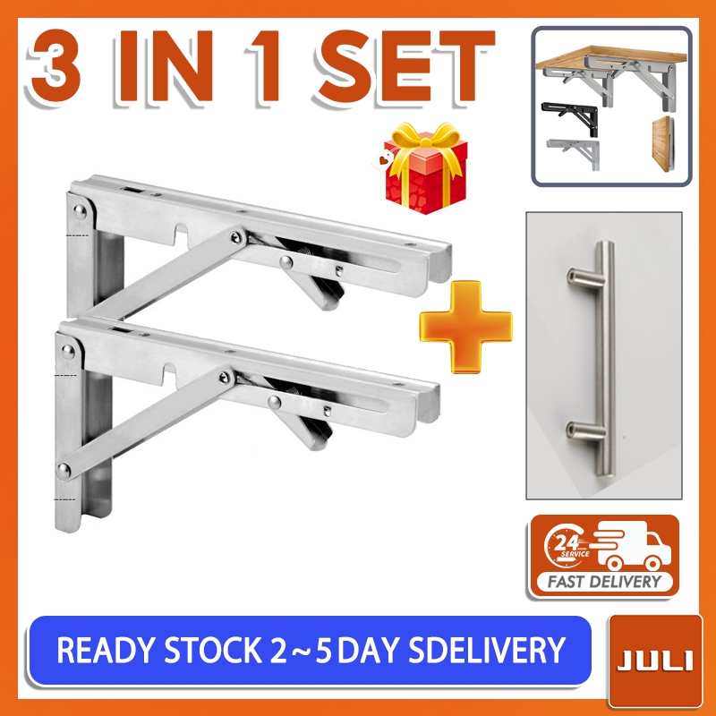 【3 in 1 Set】Foldable Angle Bracket Adjustable shelf Bracket Stainless ...