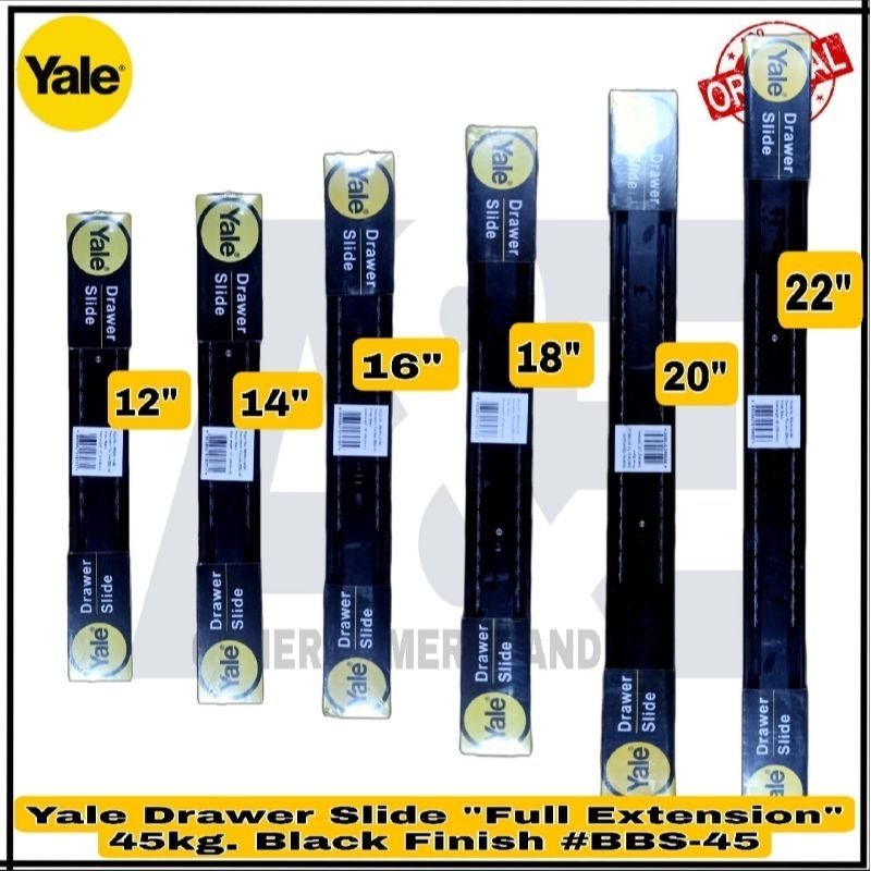 Yale Ball Bearing Drawer Slide Full Extension Black Finish BBS45 12 ...