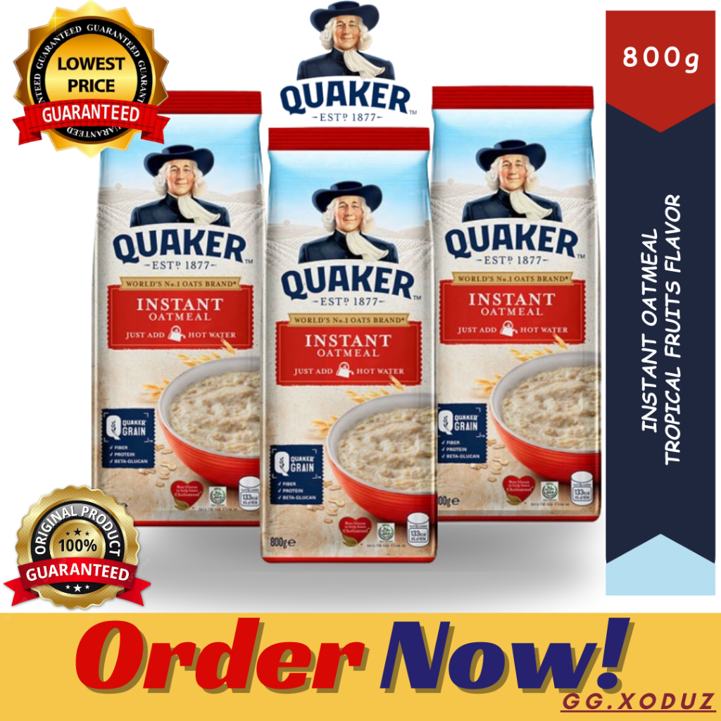 QUAKER Instant Oatmeal, Tropical Fruits Flavor 800grams WORLD's No. 1 ...