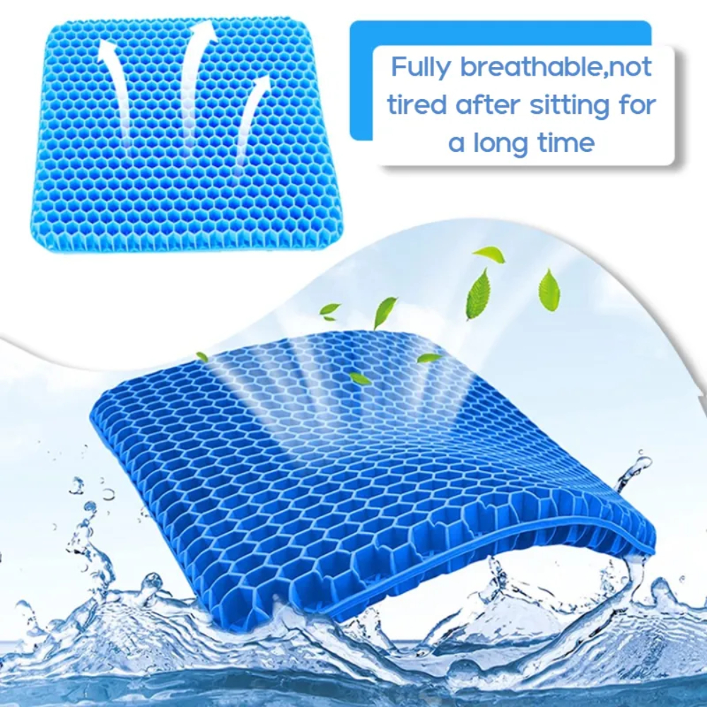 Breathable Silicone Gel Seat Cushion Chair Gel Honeycomb Seat Pad Back ...
