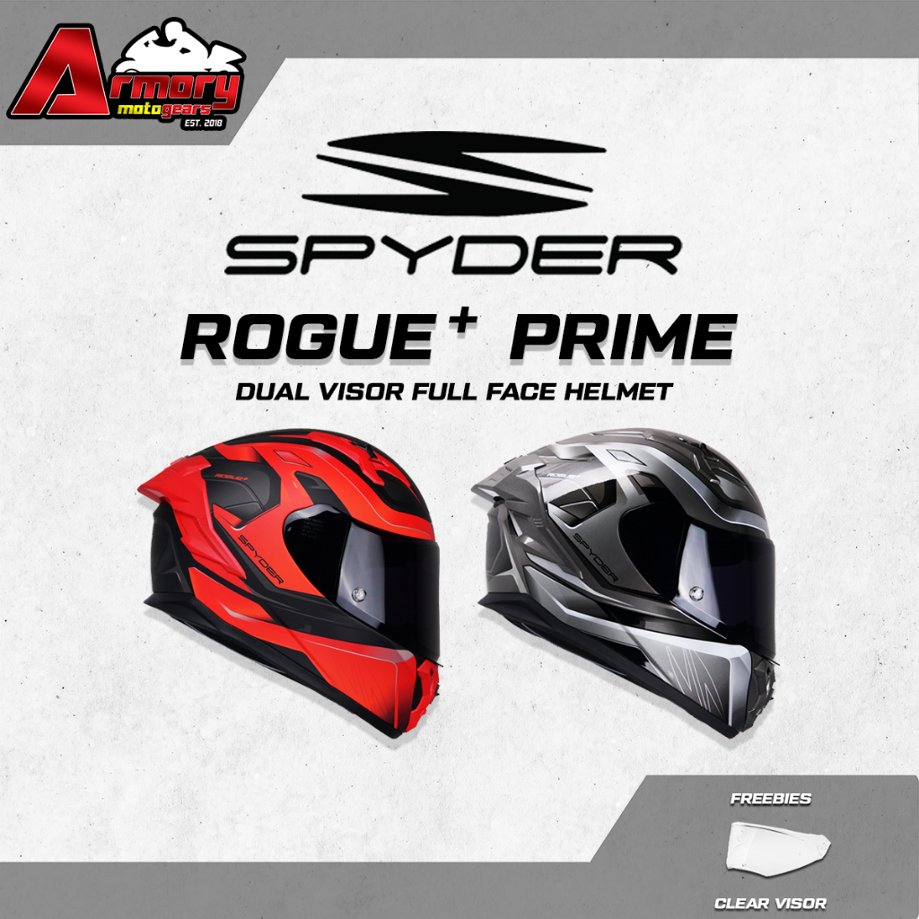 SPYDER ROGUE+ PRIME DUAL VISOR FULL FACE HELMET FREE CLEAR LENS ...