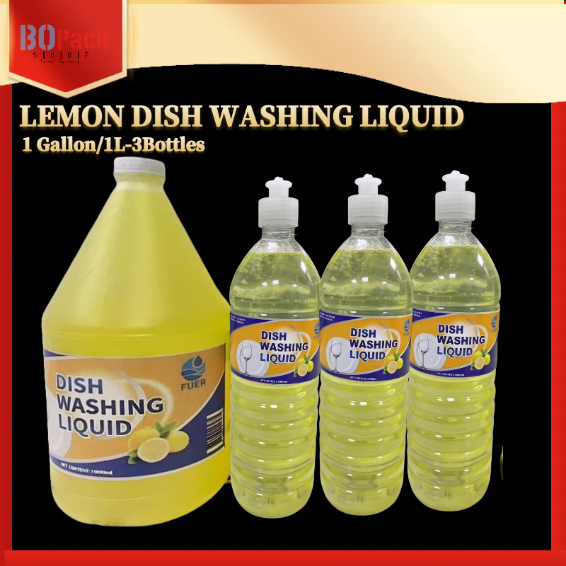 Mighty Clean Lemon Dishwashing Liquid Combo - 1 Gallon & 1 Liter Triple ...