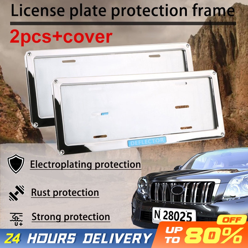 2Pcs Car Plate Number Plating Blue Stainless Steel Car Plate Frame ...