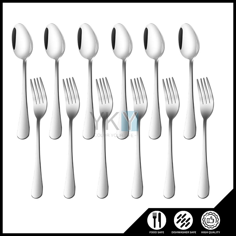 6Pcs/12Pcs Home Dinnerware Fork and spoon set Heavy Duty Dinner Spoon ...