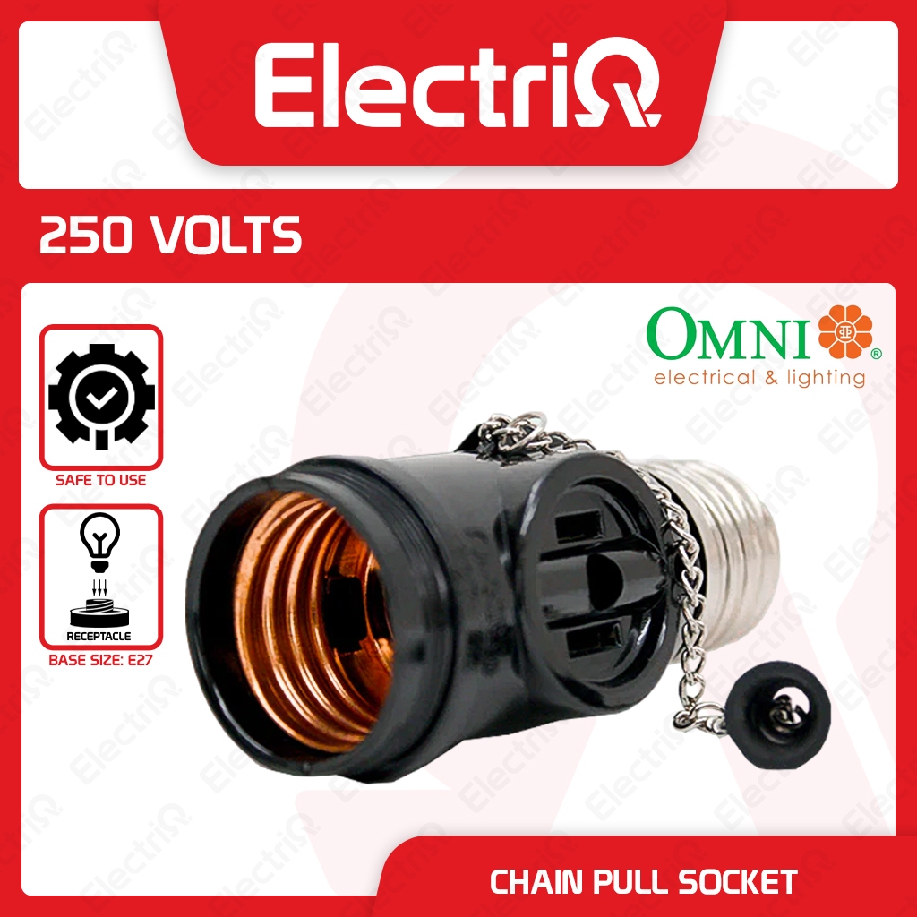 Electriq l Omni Chain Pull Socket with 2 Flat Pin Outlets 3A 250V E27 ...