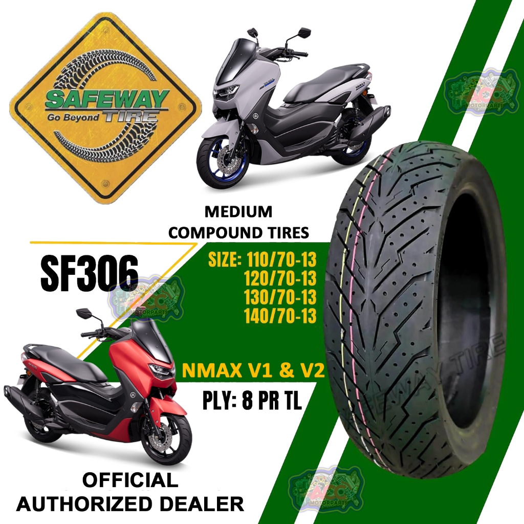 SAFEWAY Motorcycle NMAX V1 & V2 Tire SF306 Rim 13 Tubeless 8PR Japan ...