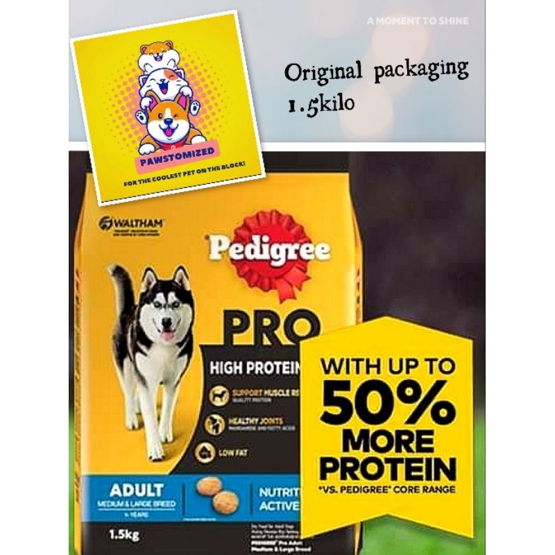 Pedigree Pro High Protein Adult 1.5kg original packaging | Shopee ...