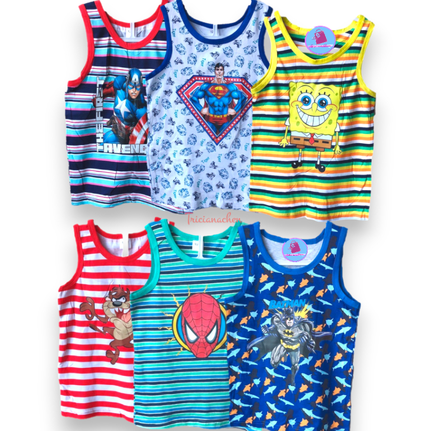 Sticker Sando for Boy Random Character Printed Sleeveless Tops KidsWear ...