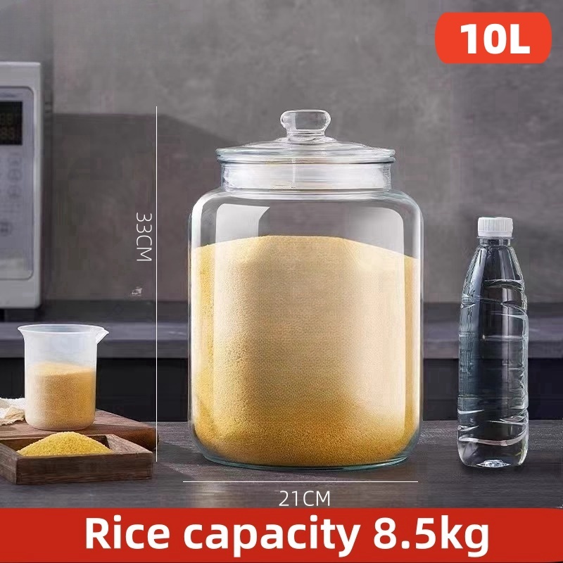 glass rice dispenser 8.5kg/10kg/13.5kg/25kilos big glass jars with lid ...