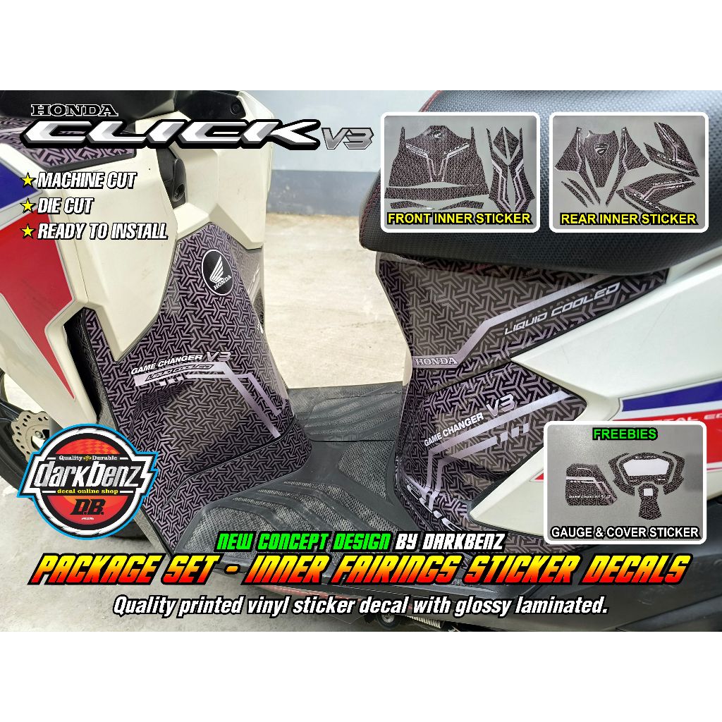 Honda Click Version 3 Geo ABS Design Printed Sticker Decal Set | custom ...