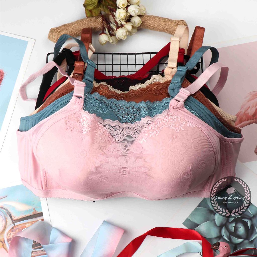 Sunny Cup C Floral Lace Nonwire Plus size bra #46-52C #891 | Shopee ...