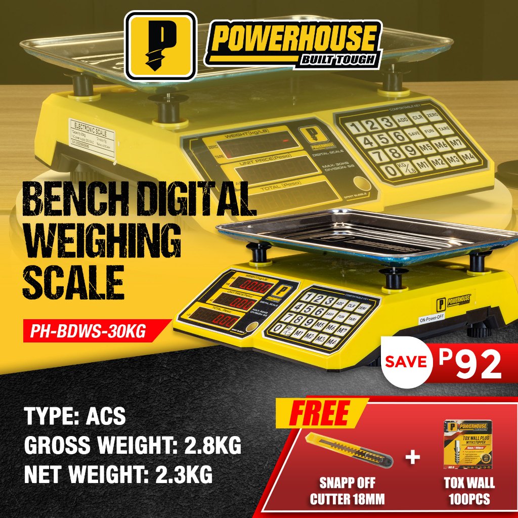 Powerhouse Rechargeable Table Bench Digital Weigh Weighing Scale ...