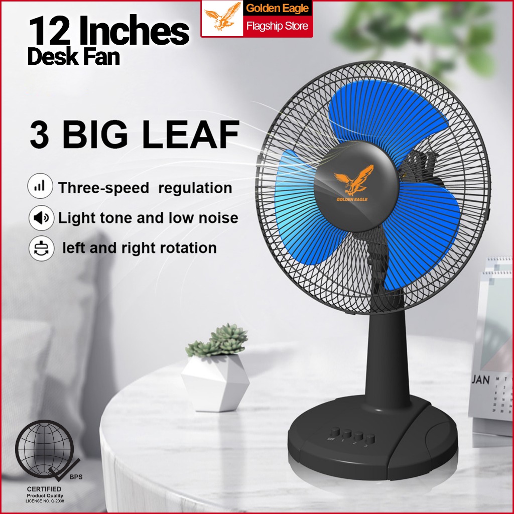 Golden Eagle 12 Inches Electric Desk Fan 3-High Performance Speed Cute ...