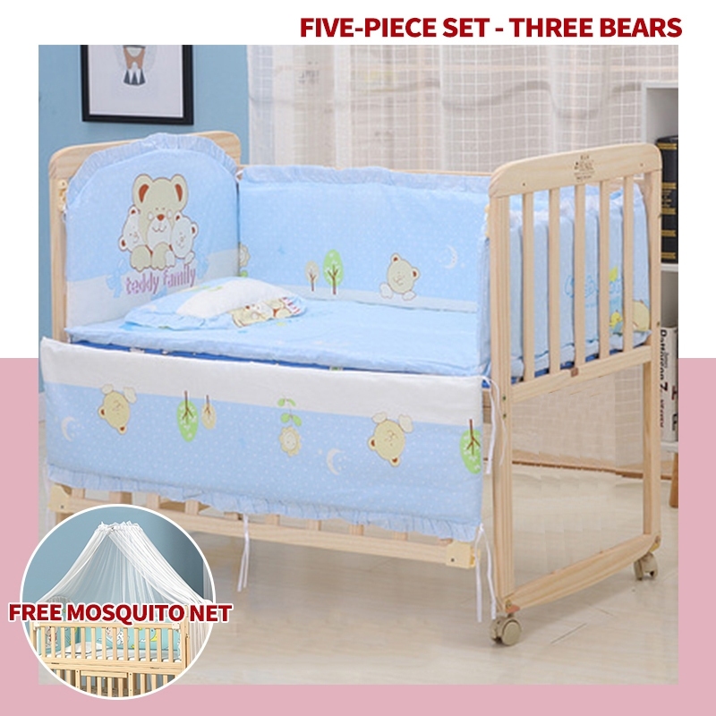 Wooden Crib Wooden Shelf Crib Rocker Crib with Mosquito Net and ...