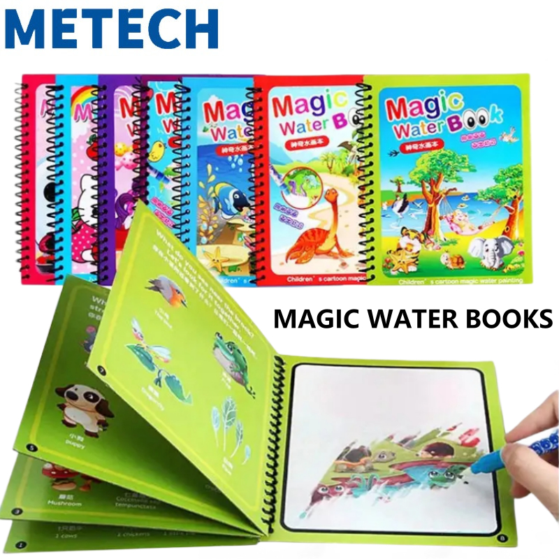METECH Magic Water Book Reusable Kids Drawing Book Magic Coloring Book ...