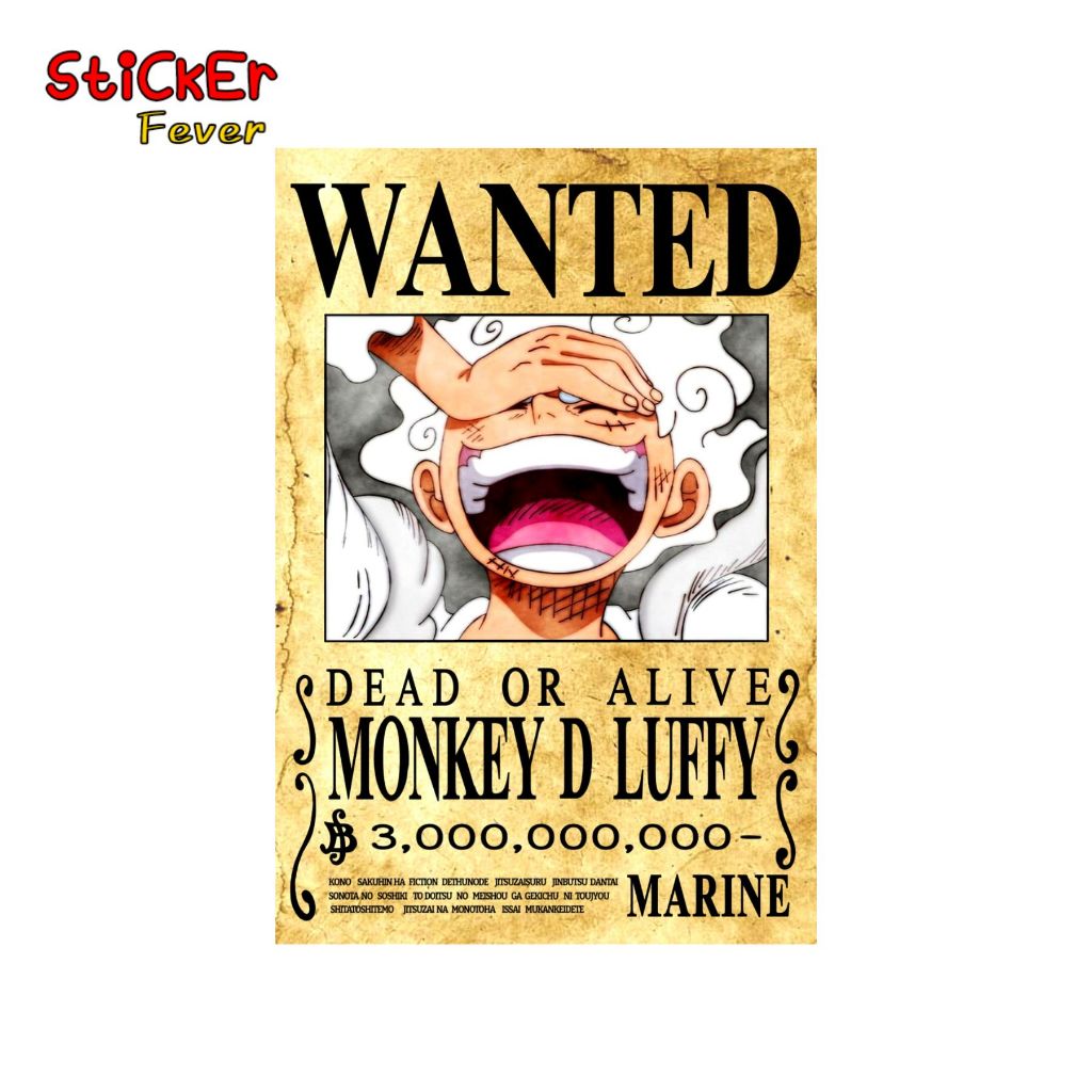 Sticker Fever ( A6 ) Anime One Piece Straw Hat Pirates Wanted Poster ...
