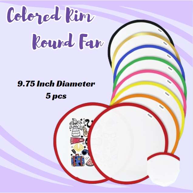 (5pcs) Blank Printable Foldable Round Fan White with Rim Color | Shopee ...