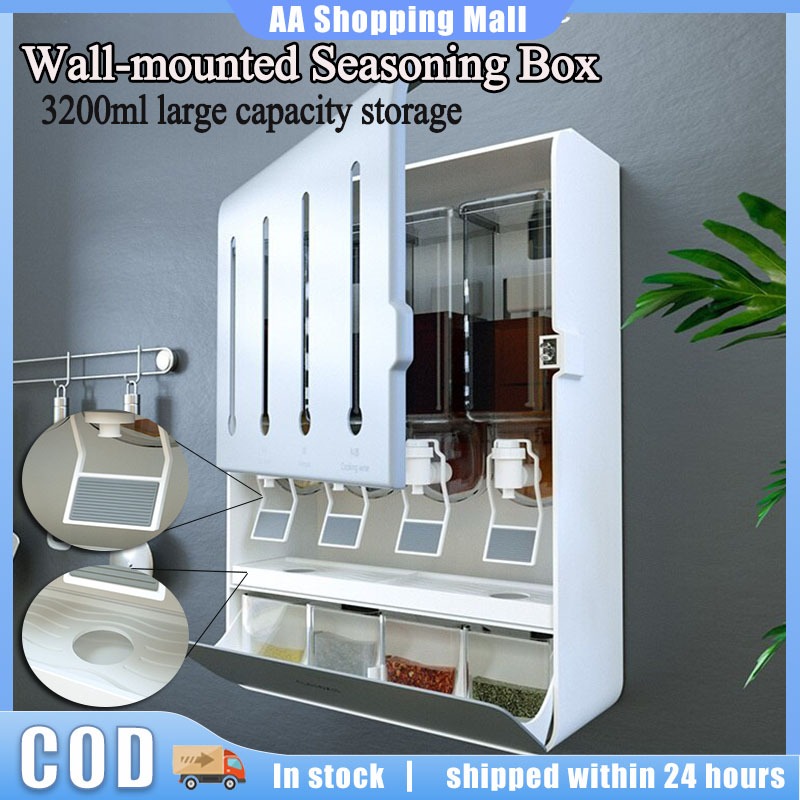 Kitchen Condiments Rack Wall Mounted Organizers Rack Spice storage Wall ...