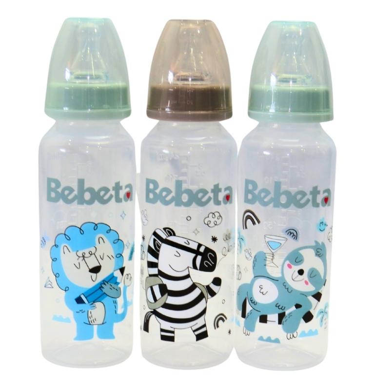 Bebeta Feeding Bottle 8 ounce Regular Neck with Scale Hood and Animal ...