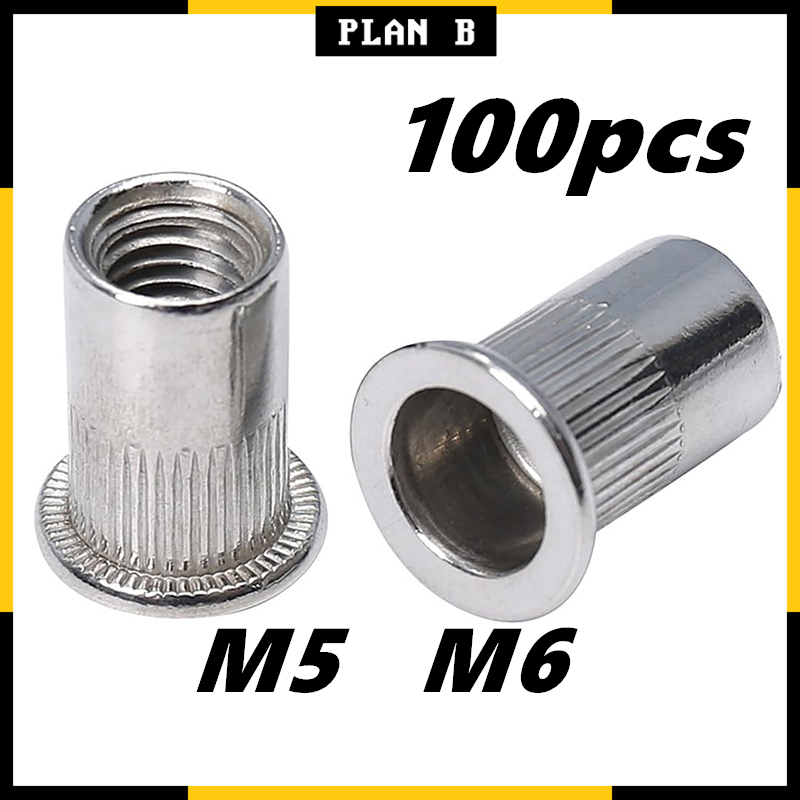 100pcs Stainless Steel Rivet Nut M5 M6 Rivnut Flat Head Screw Nut ...