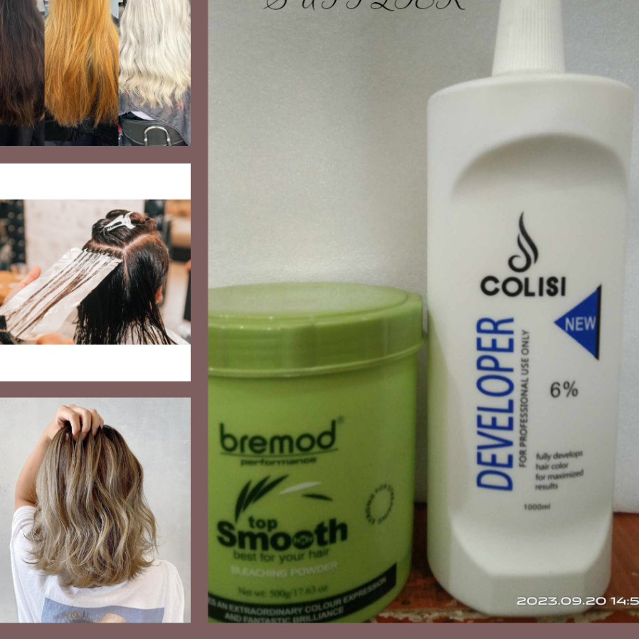 1set colisi developer oxidizer 1000ml with bremod bleaching powder 500g ...