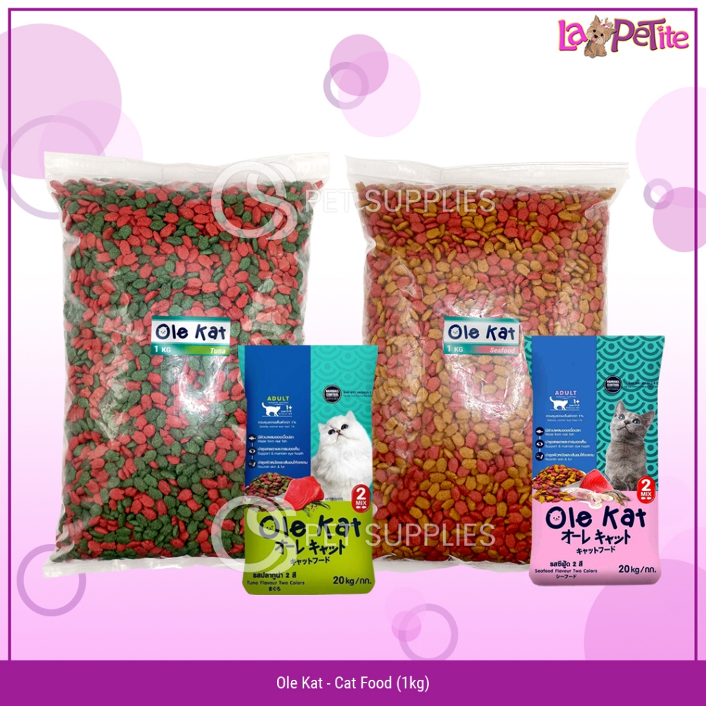 La Petite-1kg Repack Ole Kat Seafood / Tuna Flavor Two Colors Cat Dry ...