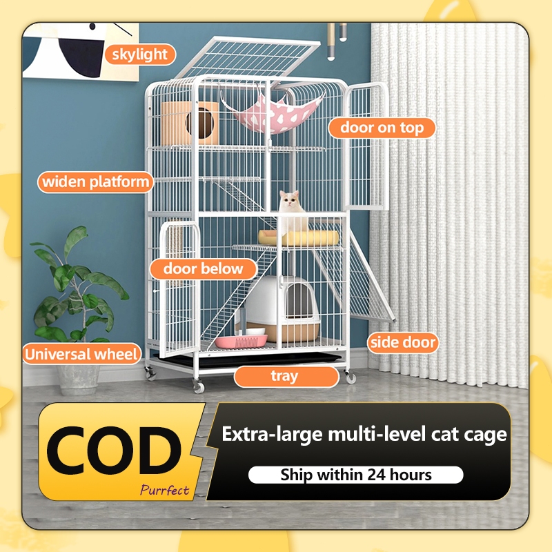 Large Cat Cage Easy Assemble Cage Pet 3/4 Layer Cat House With Door ...