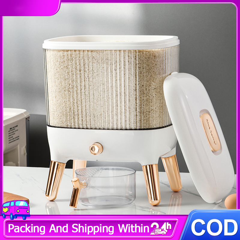 Rice Barrel Thickened Gold-Plated Rice Barrel For Metering Household ...
