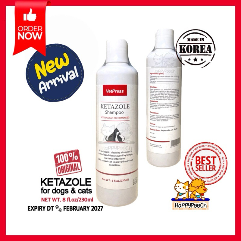 KETAZOLE MEDICATED Shampoo for Dogs and Cats 230ml (Expiry Feb. 2027 ...